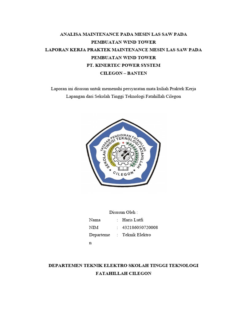 Laporan PKL Maintenance Mesin Las Saw | PDF