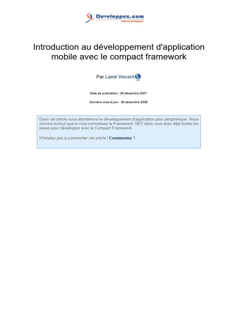 Intro Compact Framework | PDF | Microsoft Windows | Téléphone intelligent