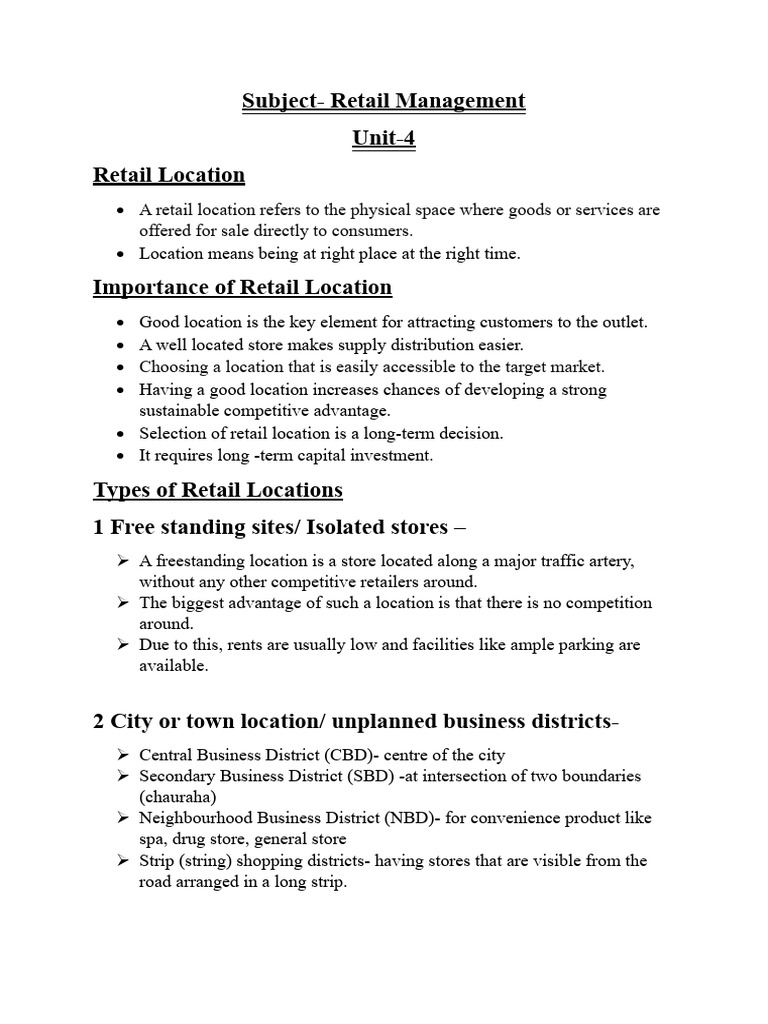 Retail Management Unit-4 | PDF | Retail | Shopping Mall