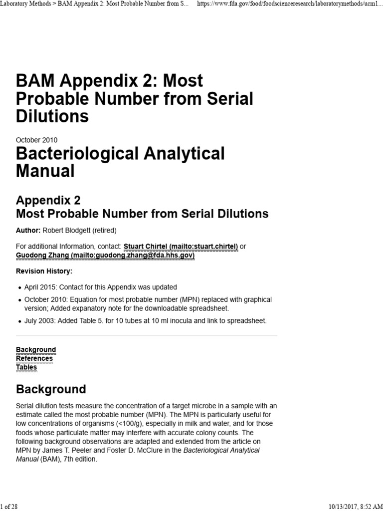 MPN Method | Download Free PDF | Colony Forming Unit