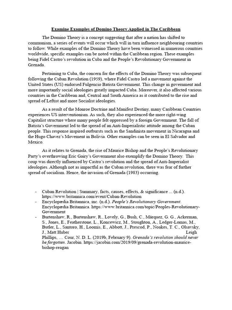 Examples of Domino Theory | PDF | Cuban Revolution | Fidel Castro