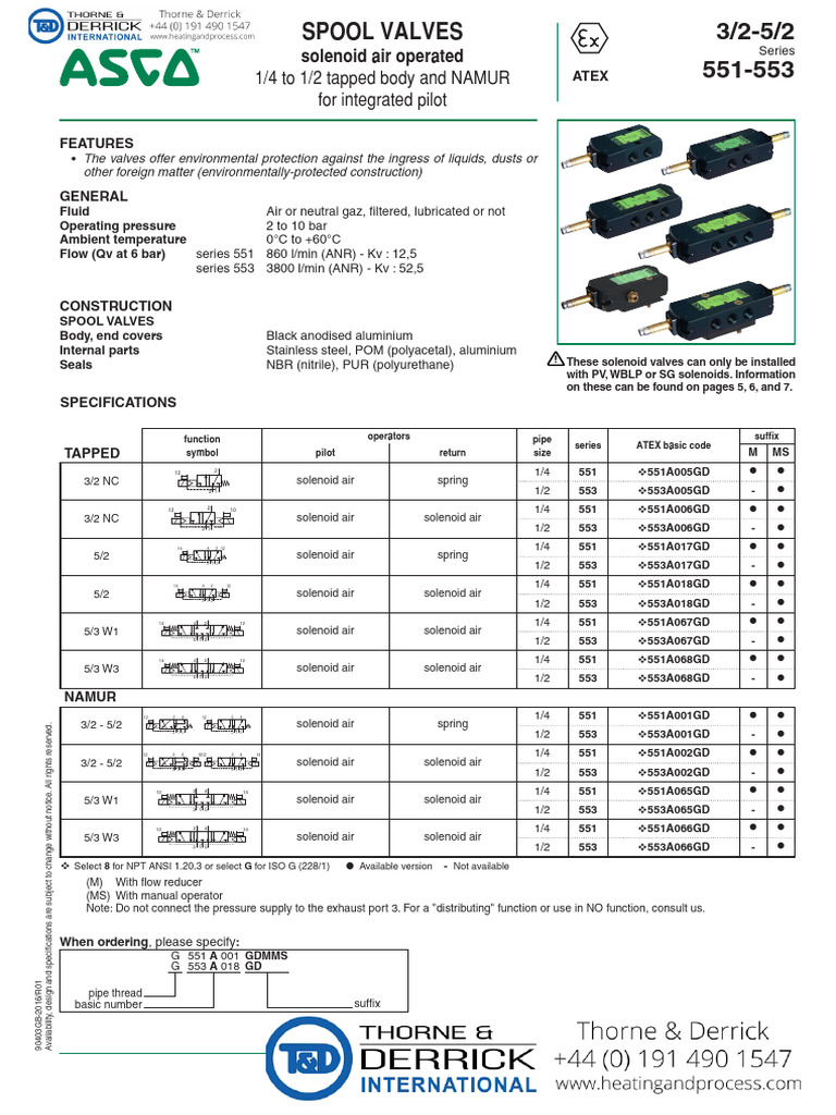 Asco 551 Series Hazardous Solenoid Valves | PDF | Valve | Pipe (Fluid ...