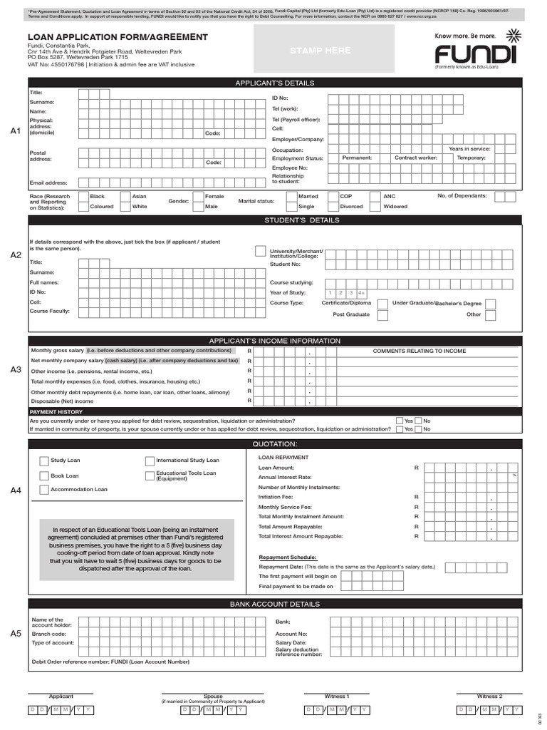 Fundi Application Form | PDF | Credit | Finance & Money Management