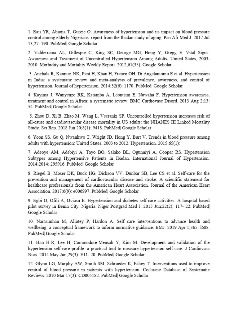 Refereces - Hypertension | PDF | Hypertension | Health Care