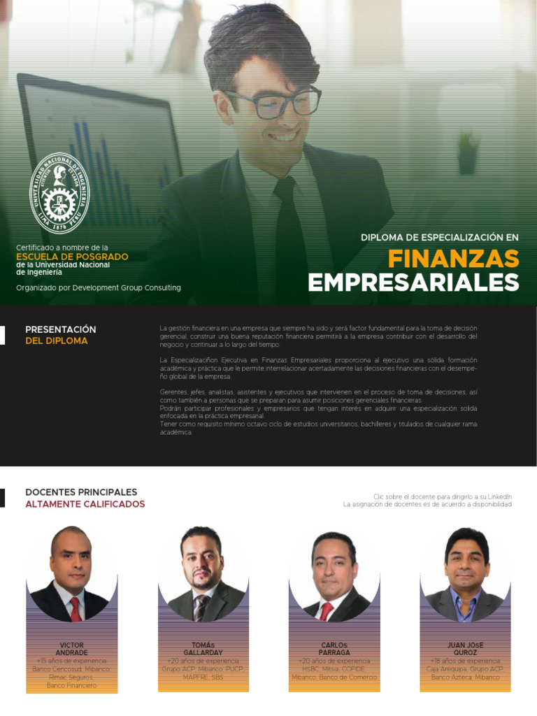 Finanzas Empresariales Brochure | PDF | Business | Economias