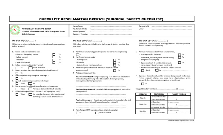 Form CheckList Keselamatan Operasi | PDF