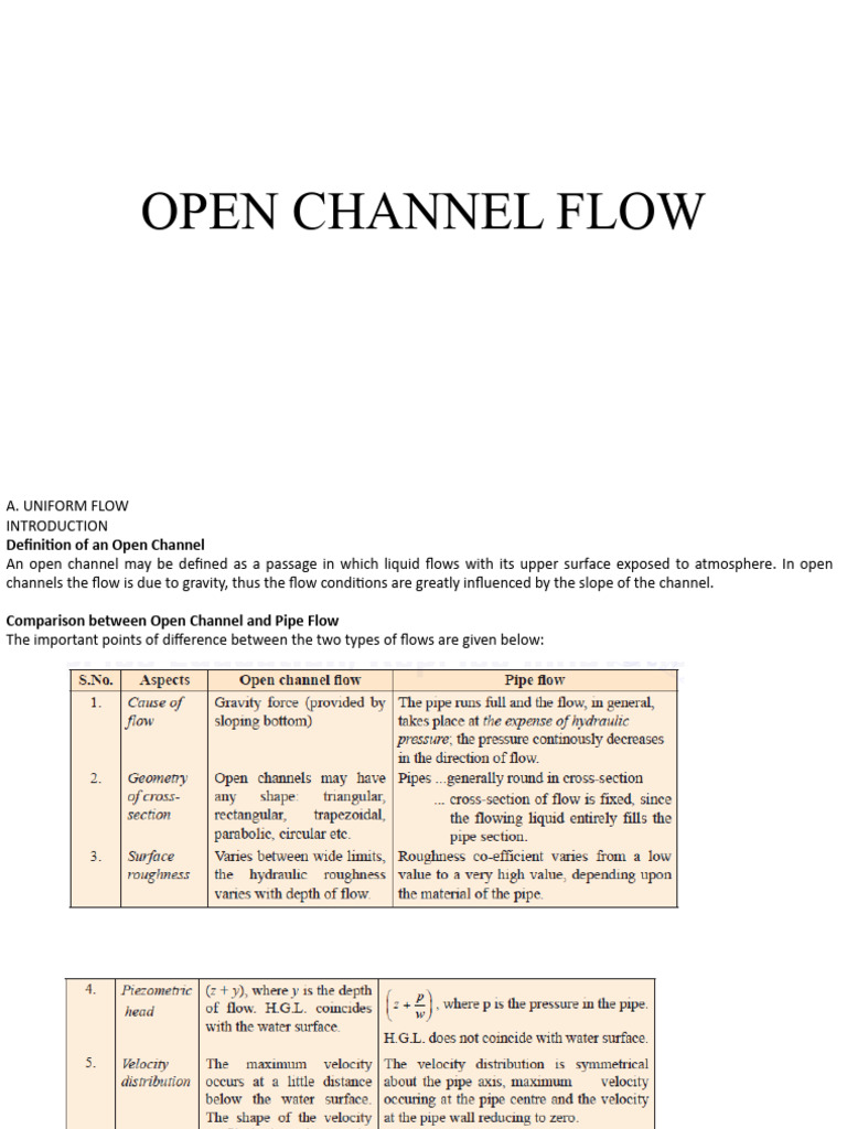Open Channel Flow | Download Free PDF | Fluid Dynamics | Turbulence