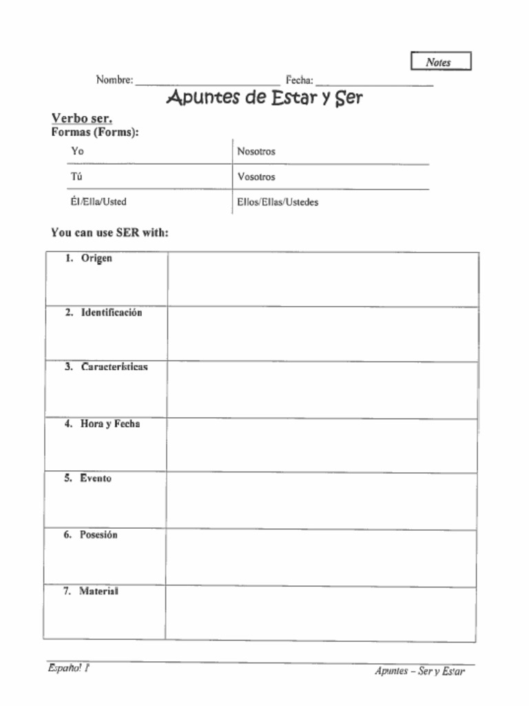 Apuntes de Ser y Estar | PDF