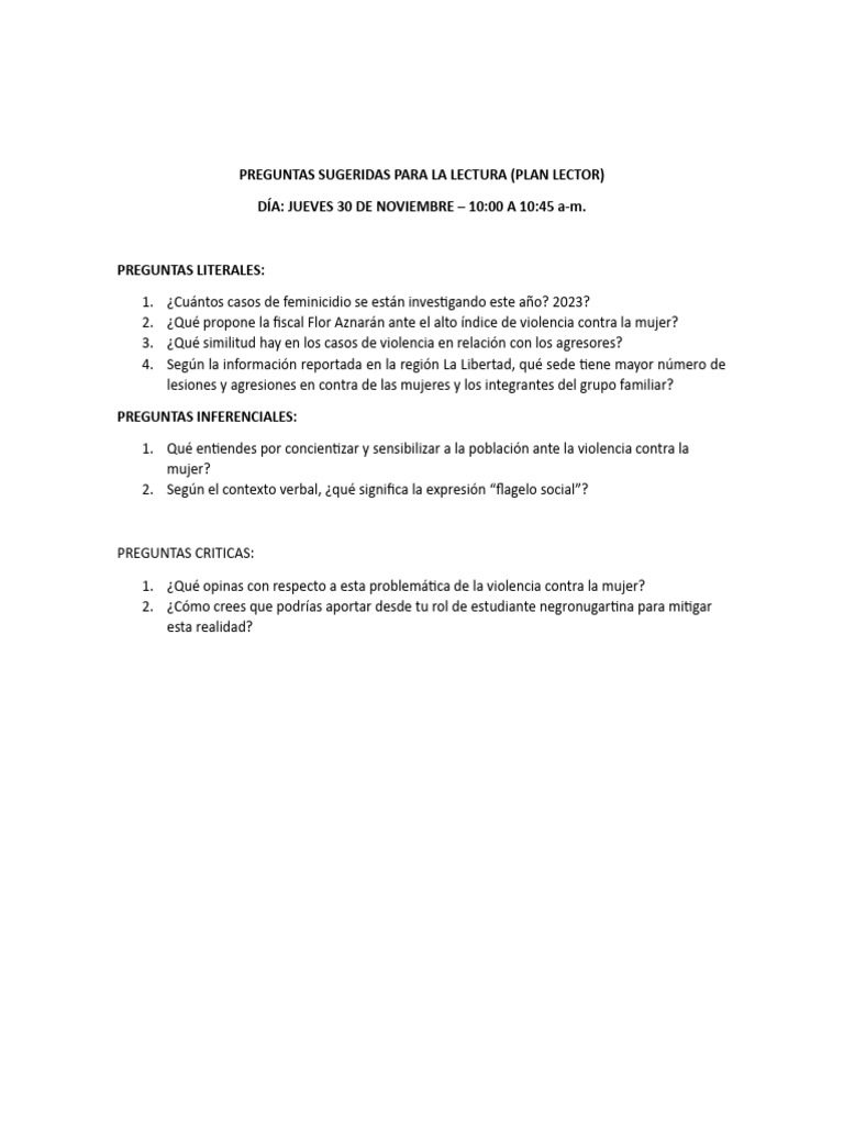 Preguntas para Reflexionar sobre Feminicidio | PDF
