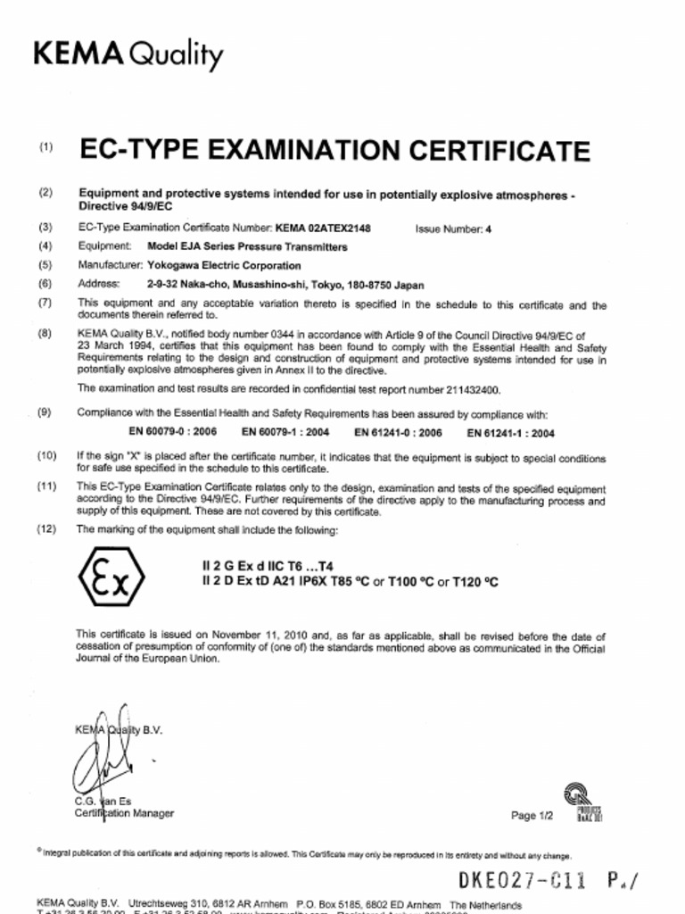 Kema 02 Atex 2148 | PDF
