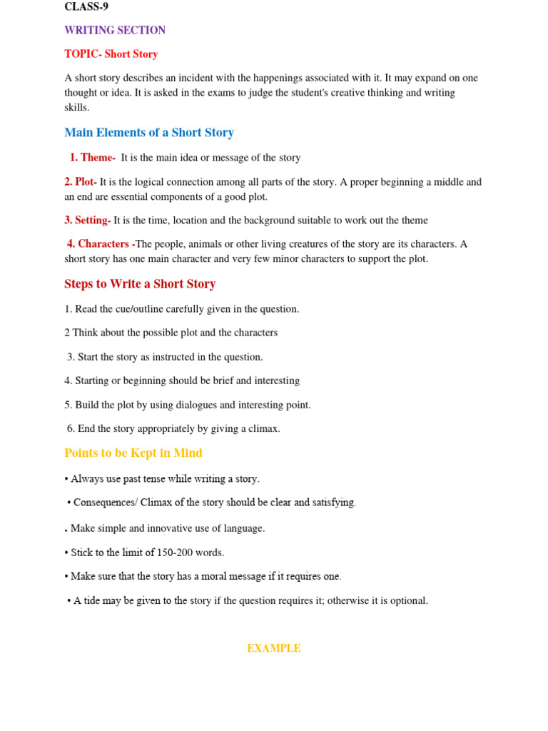 Class-9 Short Story | PDF | Plot (Narrative) | Question