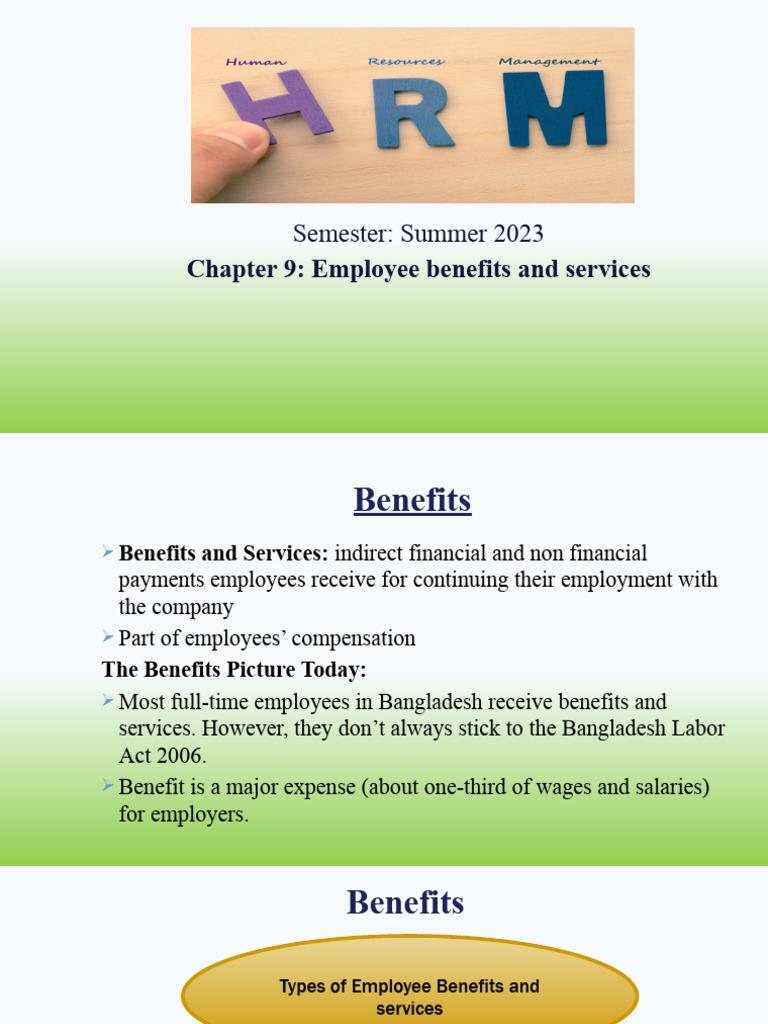 Chapter 9 Benefits and Services | PDF | Employee Benefits | Employment