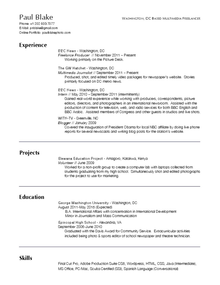 Multimedia Freelancer Resume | PDF
