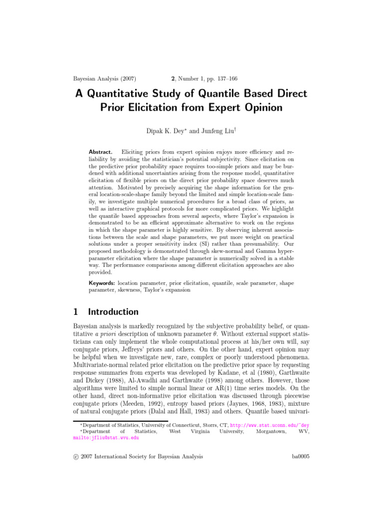 Quantile-Based Prior Elicitation Methods | PDF | Normal Distribution | Degrees Of Freedom ...