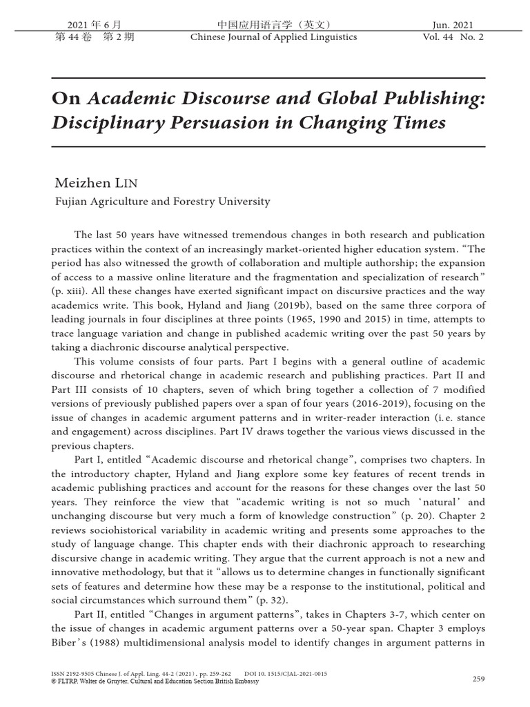 On Academic Discourse and Global Publishing Disciplinary Persuasion in ...