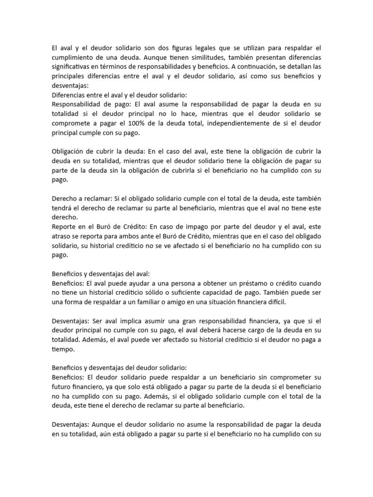 Aval y Deudor s7 FN | PDF | Pagos | Crédito