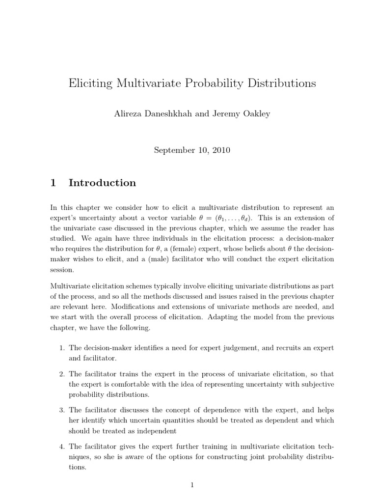 Eliciting Multivariate Probability Distributions | PDF | Probability Distribution | Linear ...