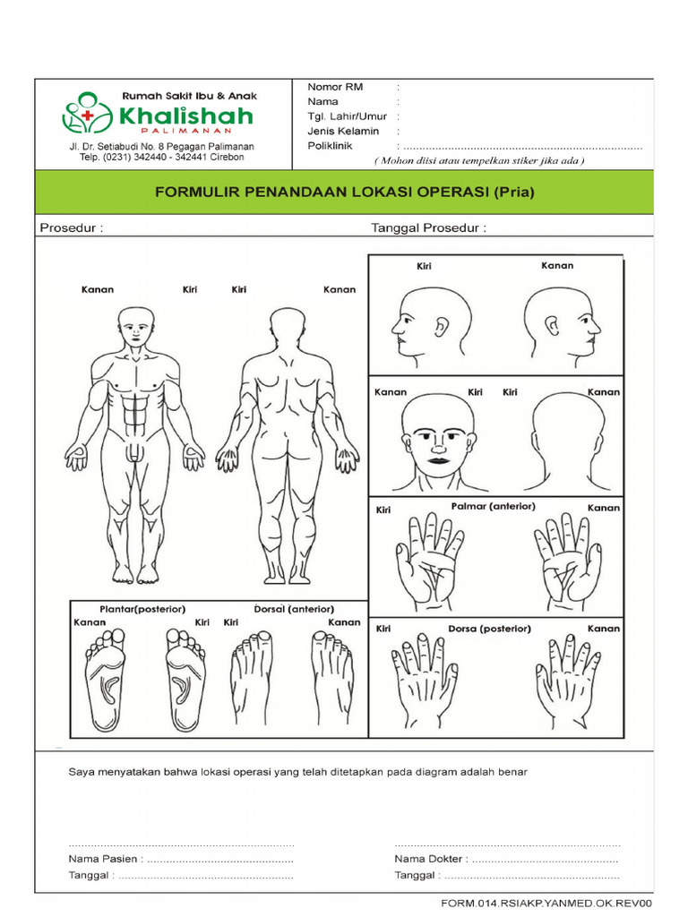 Formulir Penandaan Lokasi Operasi Wanita Dan Pria | PDF