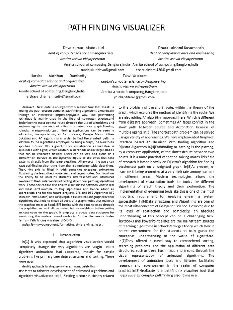 Team8 - Path Finding Visualizer - Report I-2 | Download Free PDF | Computing | Algorithms And ...