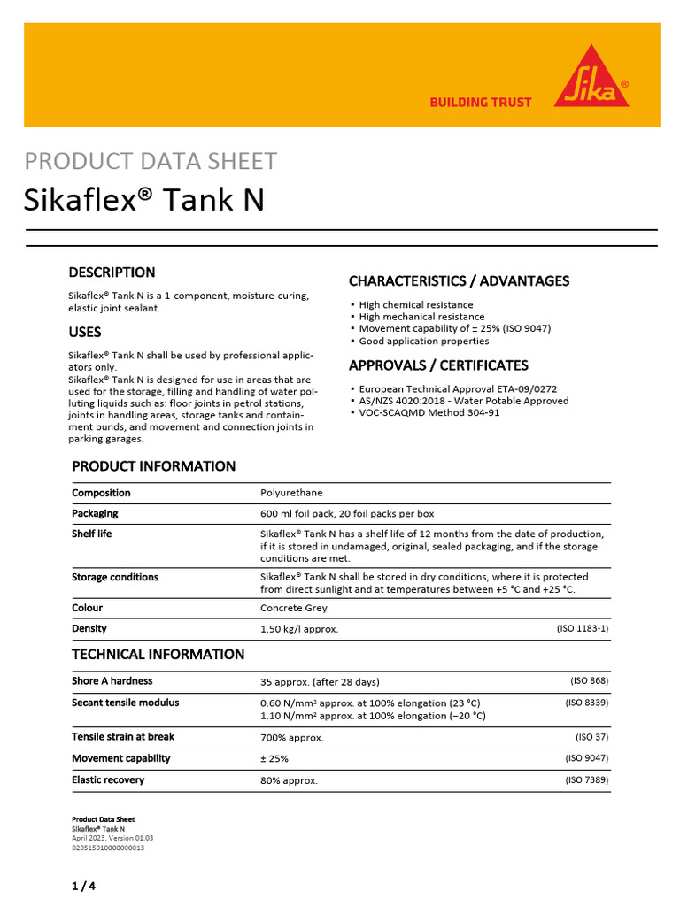 Sikaflex Tank N | Download Free PDF | Oil | Gasoline