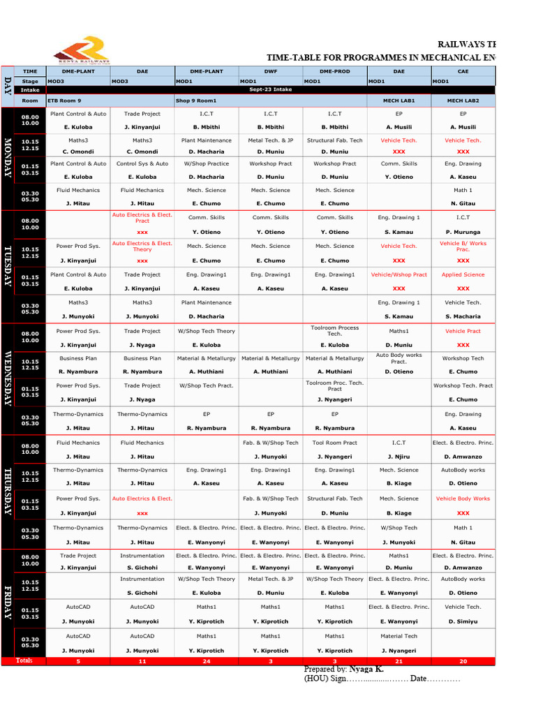 Meu Combined Timetables May 2024-Draft1 | Download Free PDF ...
