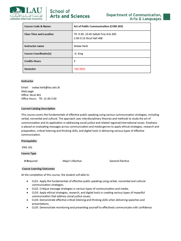 Public Communication Course Overview | PDF | Public Speaking ...