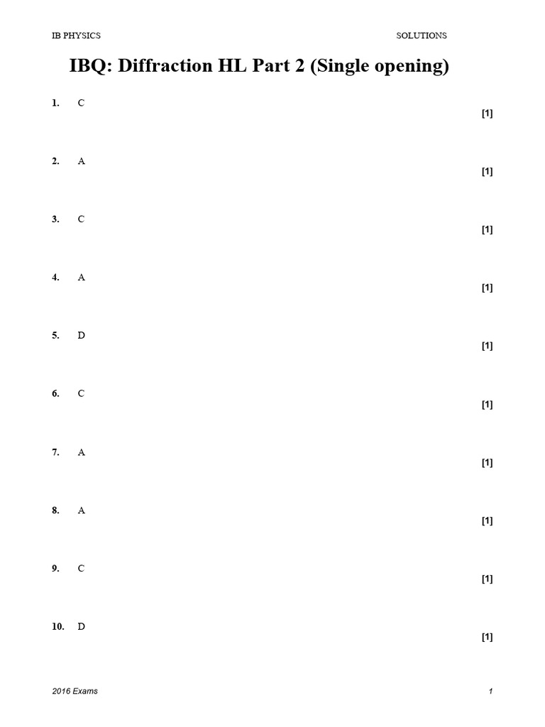 IBQ - Diffraction HL pt2 - SOL | PDF | Diffraction | Oscillation
