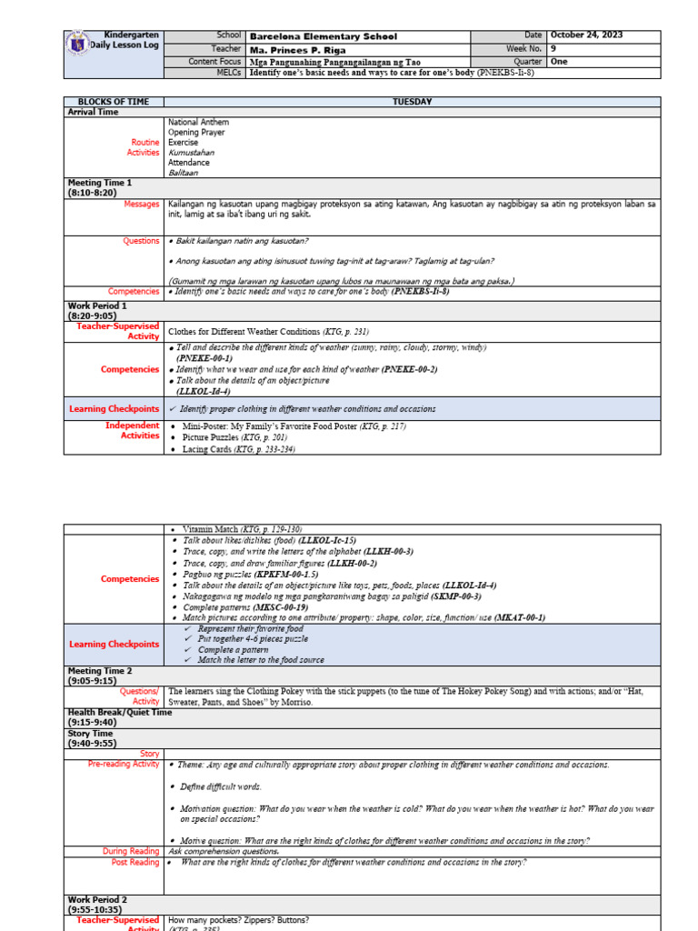 DLL Week 9 q1 DAY 2 | Download Free PDF | Clothing | Fashion