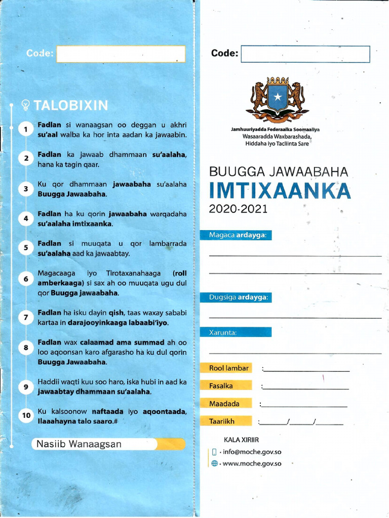 BuuGa Jawaabaha Exmka Dowlada | PDF