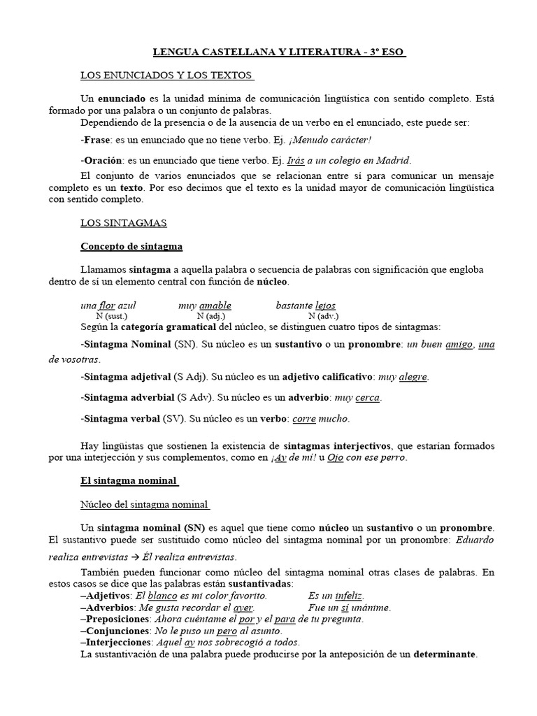 Sintaxis y Estructura Lingüística | PDF | Adverbio | Asunto (gramática)