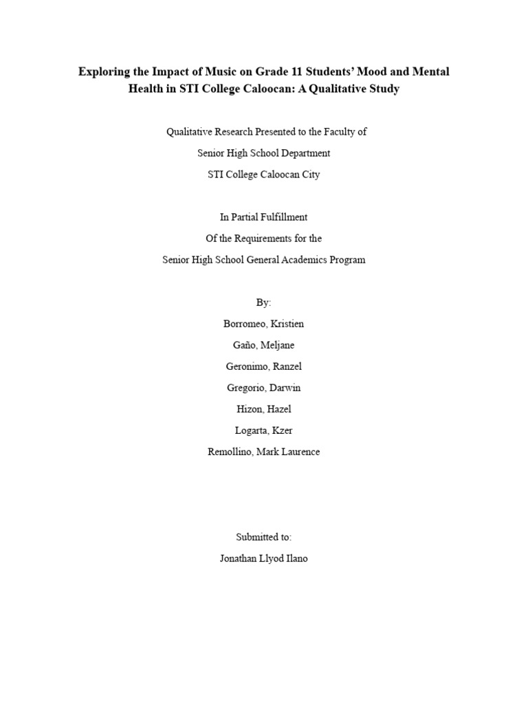 PR Chapter 1 1 | PDF | Mental Health | Quality Of Life