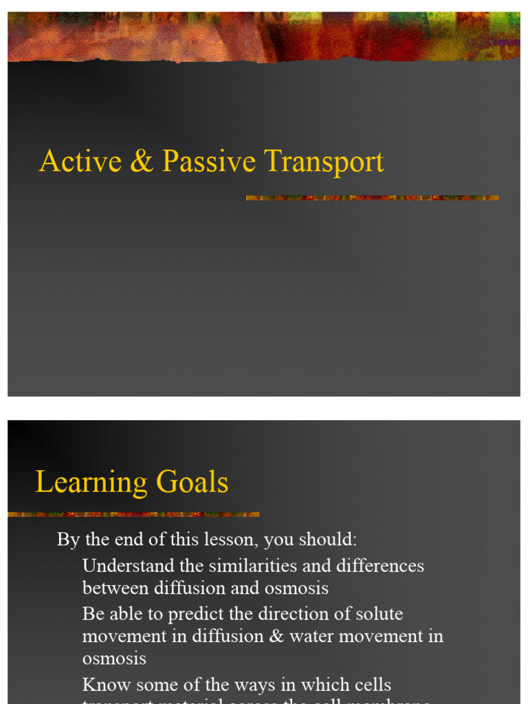 Active & Passive Transport | PDF | Cell Membrane | Osmosis