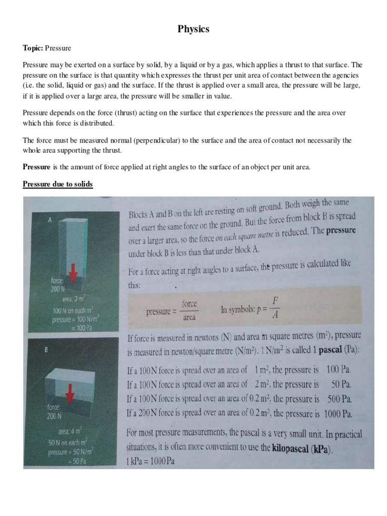 Understanding Pressure in Physics | PDF