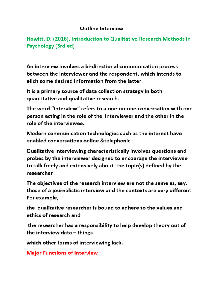 Types and Functions of Research Interviews | PDF | Interview ...