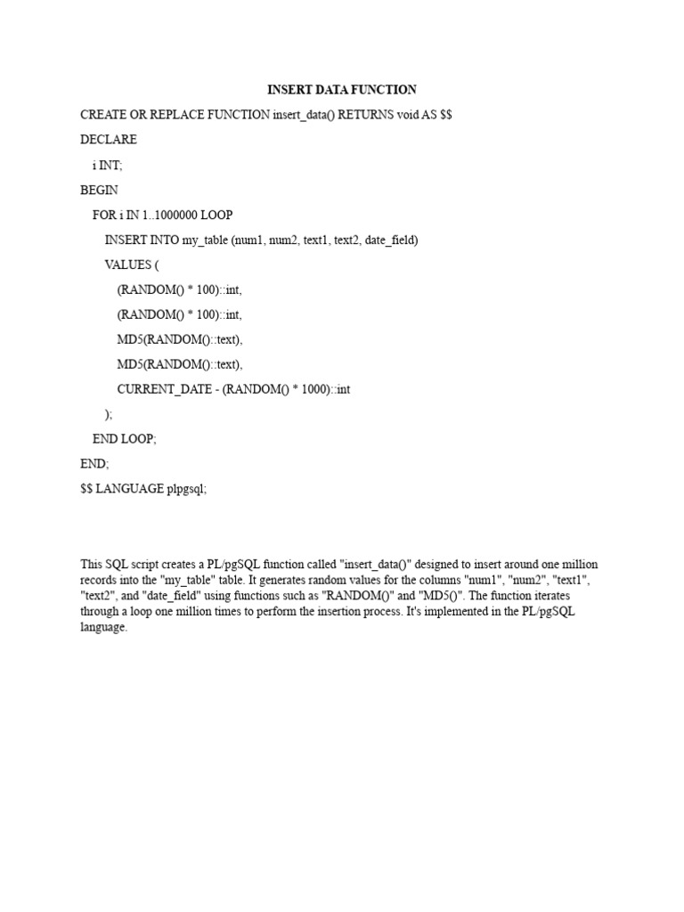 Efficient Data Insertion Script | PDF | Computers