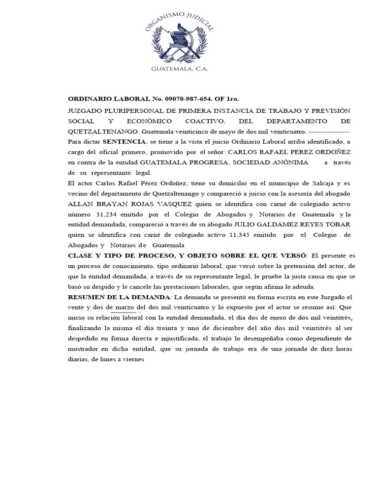 Sentencia Laboral | PDF | Demanda judicial | Estatuto de limitaciones