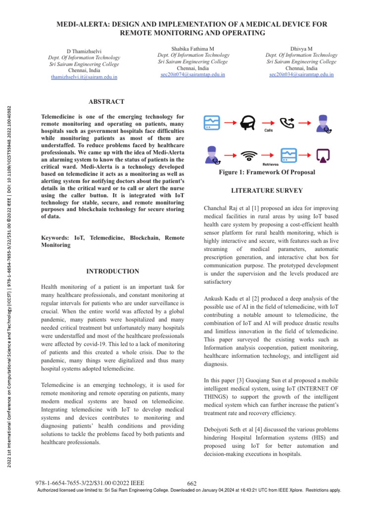 Medi-Alerta Design and Implementation of A Medical Device For Remote Monitoring and Operating ...