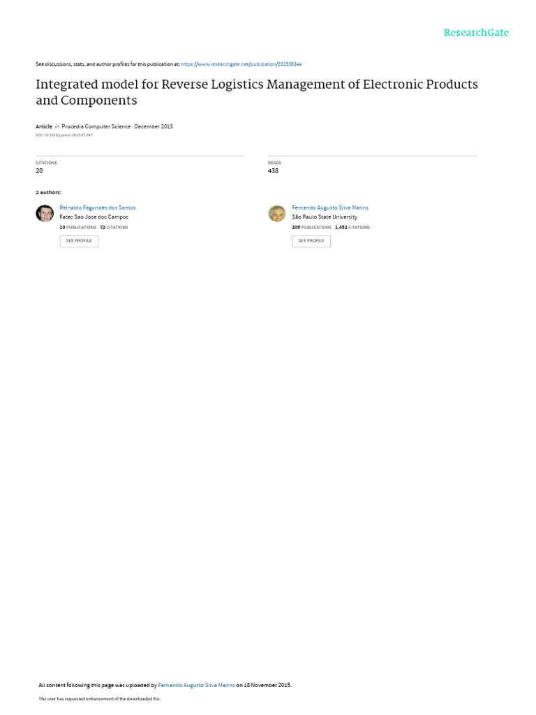 Integrated Model For Reverse Logistics Management | PDF | Image Scanner