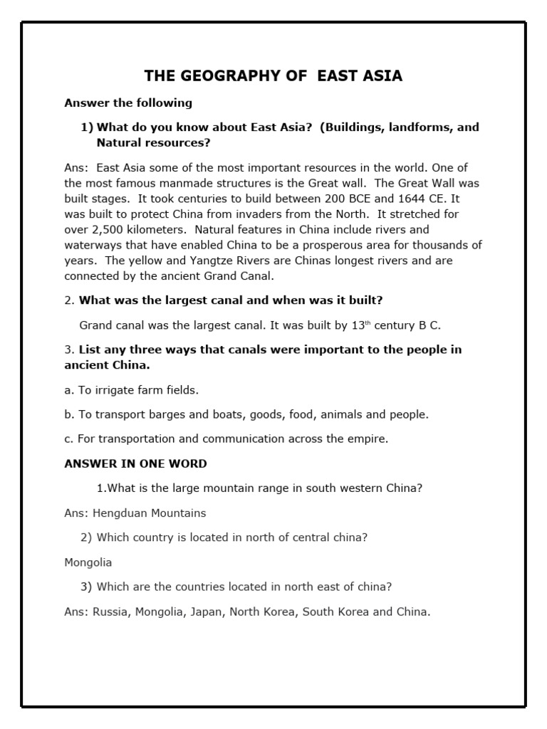 East Asia Geography for Grade 7 | PDF | China | World Politics