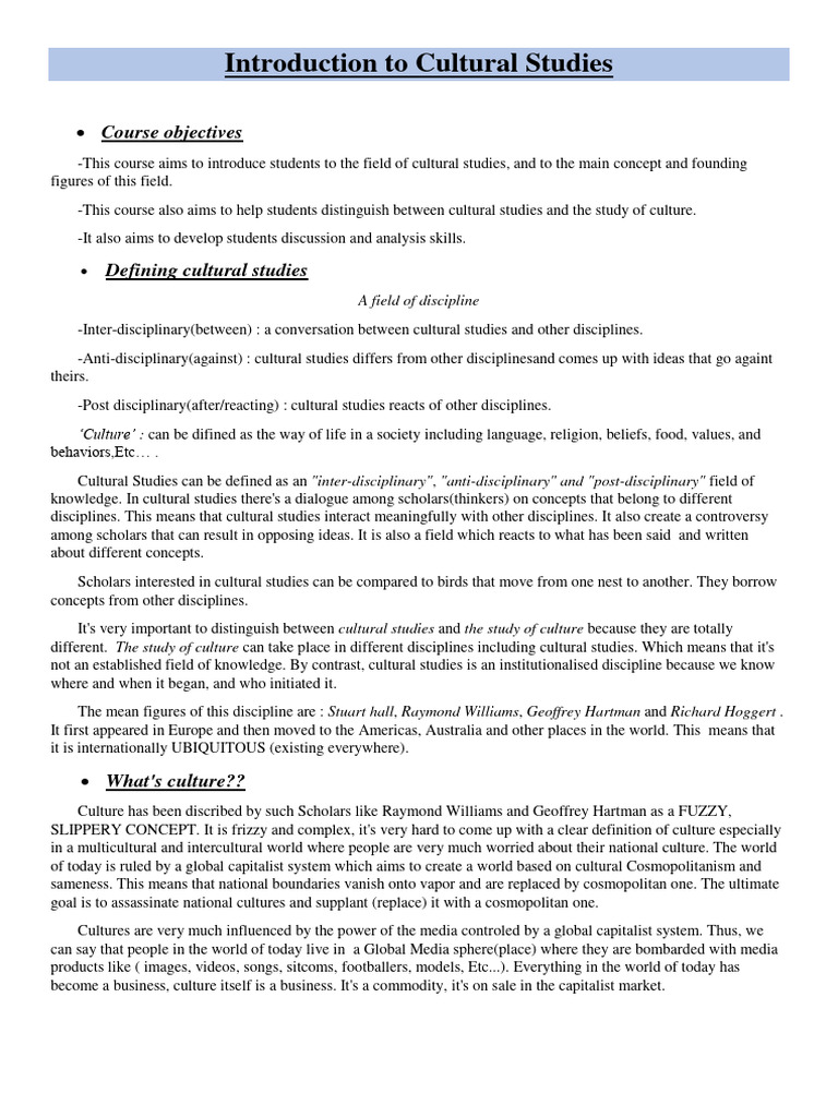 Introduction to Cultural Studies | PDF | Cultural Studies | Democracy