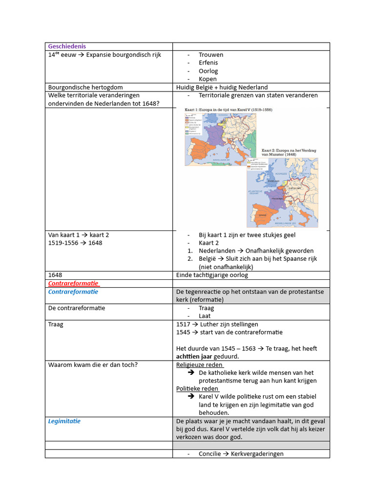 Examen Geschiedenis 3de Trimester Contrareformatie + 80 Jarige Oorlog | PDF