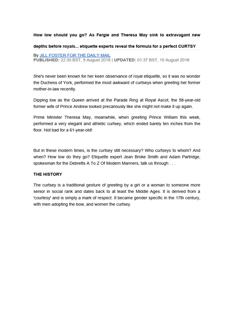 CURTSEY | PDF | Elizabeth Ii