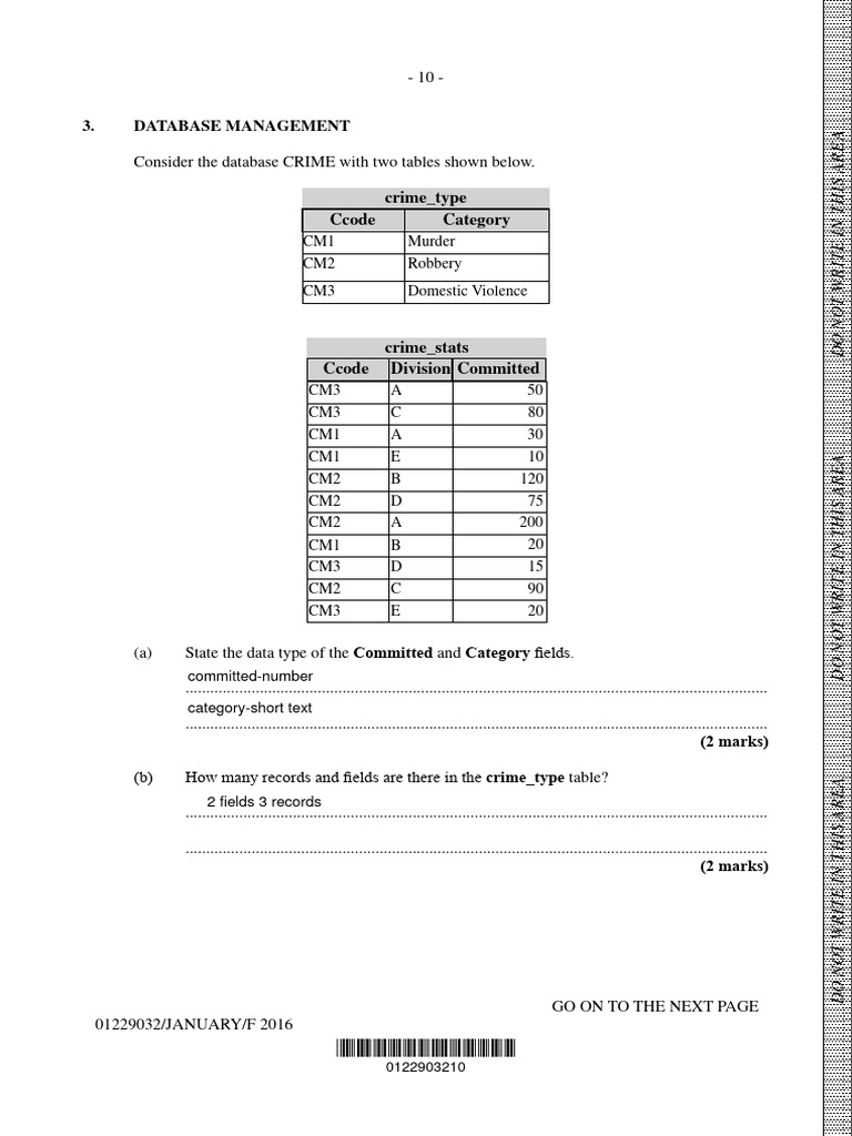 CSEC IT Jan 2016 Q3 | PDF | Data | Data Management
