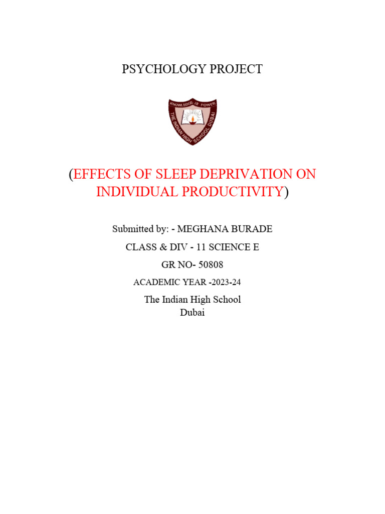 Effects of Sleep Deprivation on Productivity | PDF | Sleep Deprivation ...