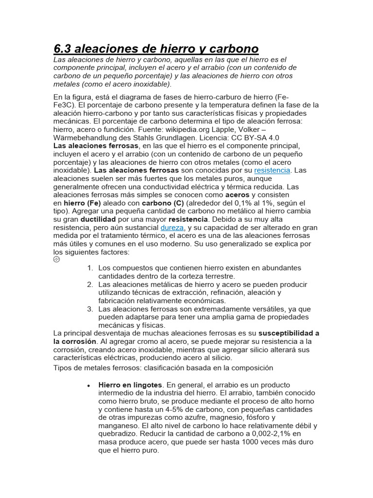 Guía de Aleaciones de Hierro y Carbono | PDF | Aleación | Acero