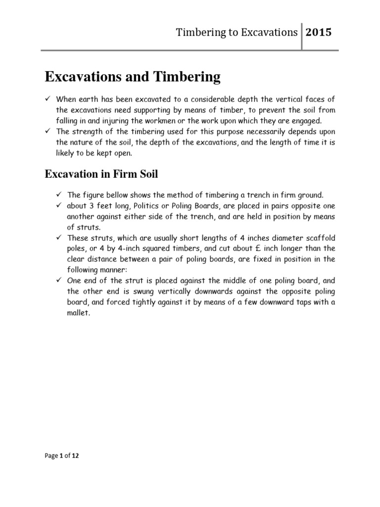 Excavation Timbering Pdf Deep Foundation Tunnel