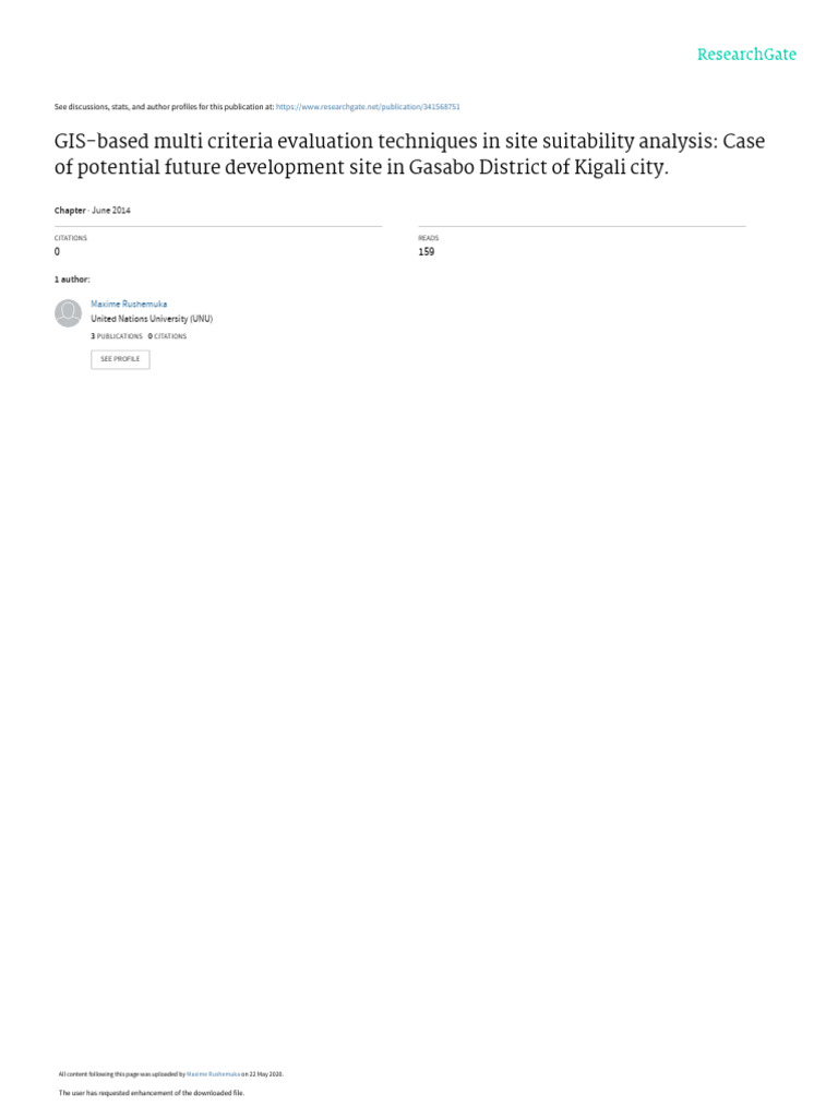 Gis Based Multi Criteria Evaluation Techniques In Site Suitability Analysis Case Of Potential