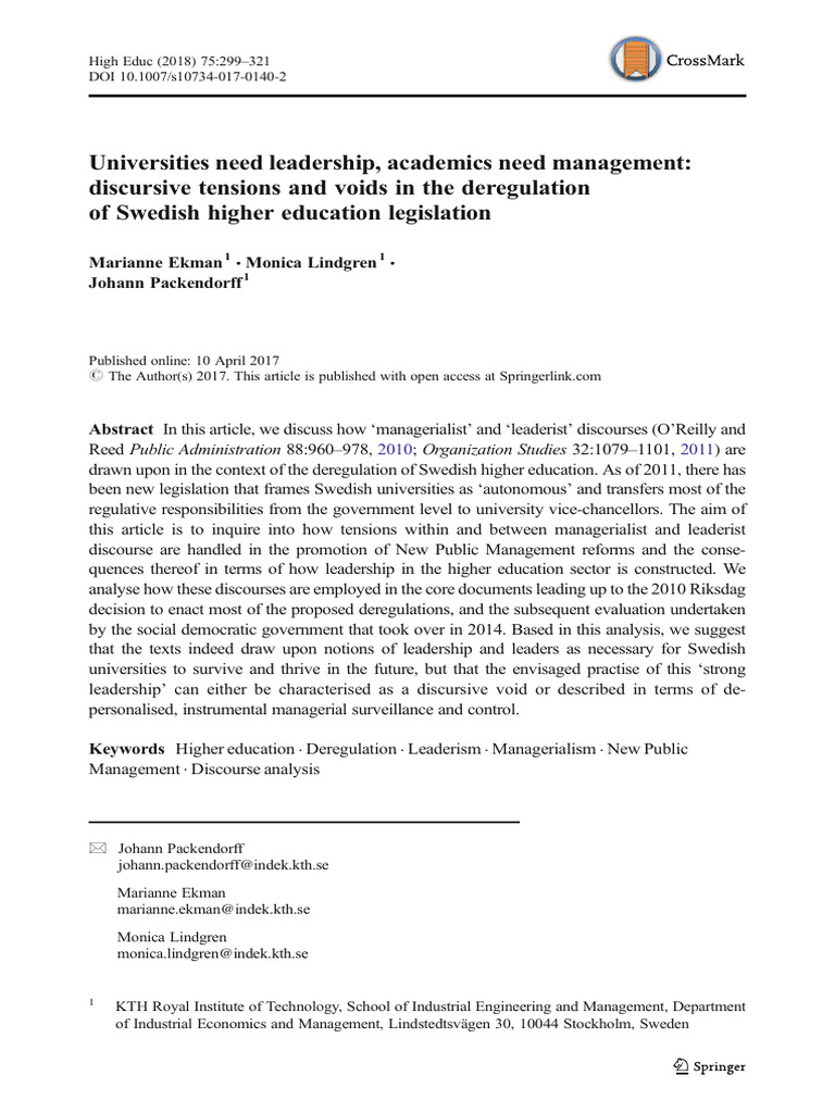 Universities Need Leadership, Academics Need Management Discursive ...