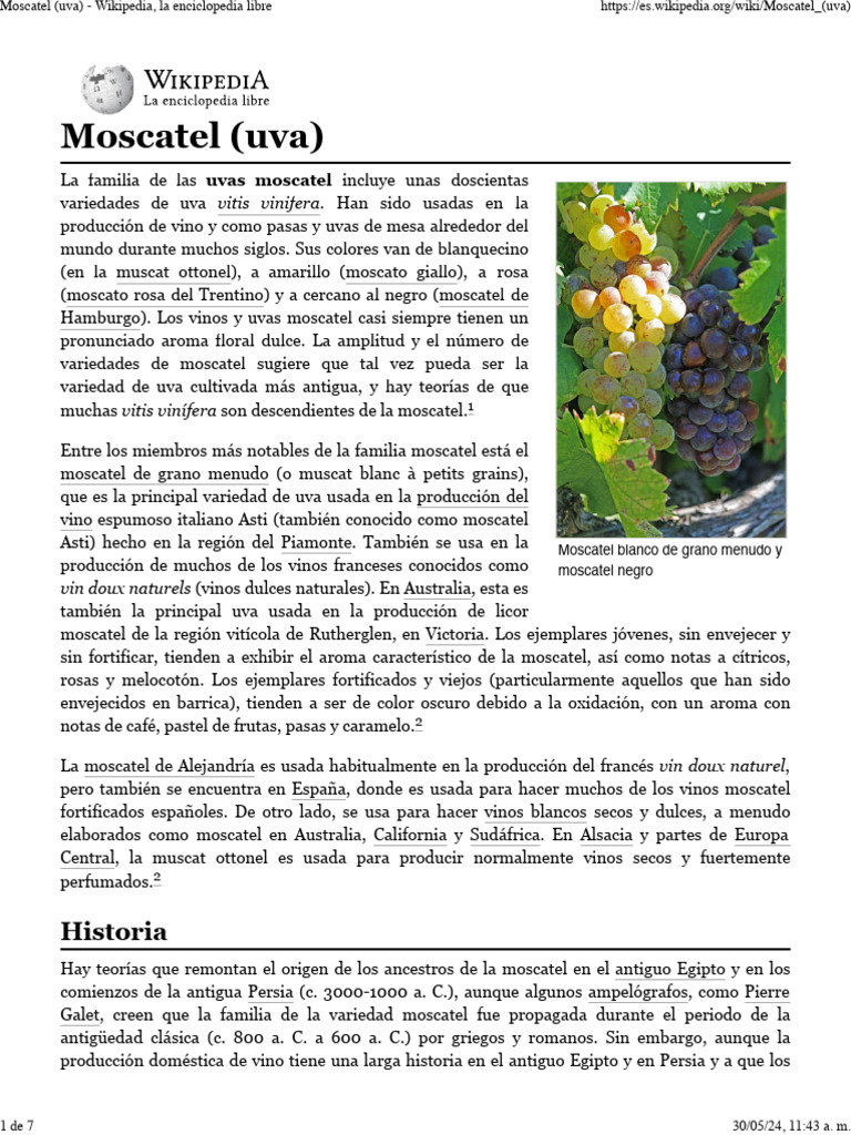 Moscatel (Uva) - Wikipedia, La Enciclopedia Libre | PDF | Cultivos ...