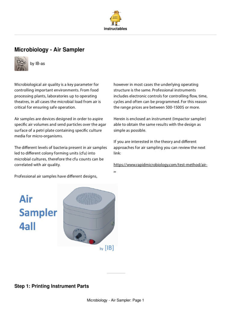 Microbiology Air Sampler | PDF | Colony Forming Unit | Manufactured Goods